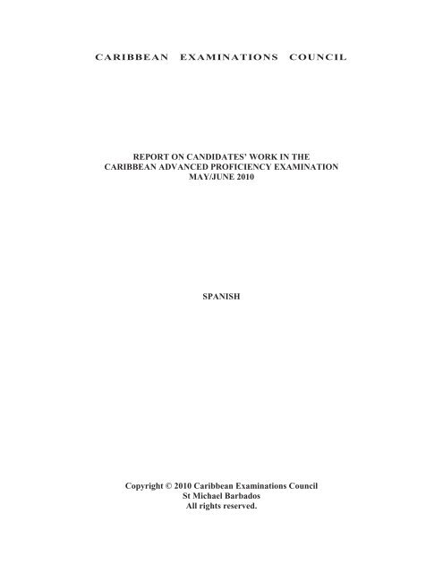 CAPE SPANISH 2010 - Caribbean Examinations Council