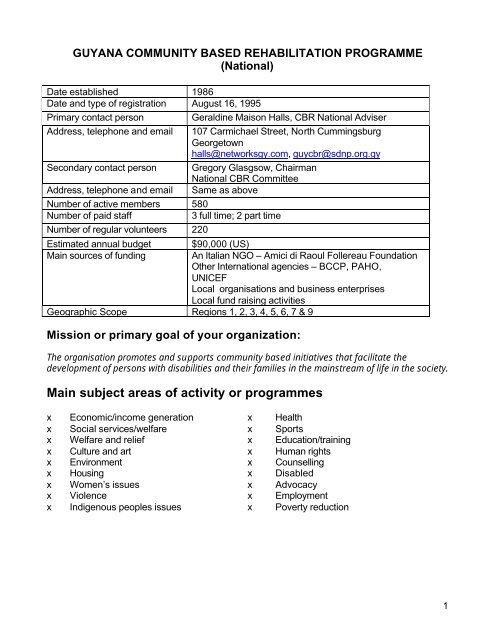 Guyana Community Based Rehabilitation Programme (CBR)