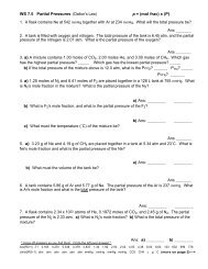 Dalton's Law of Partial Pressures Worksheet