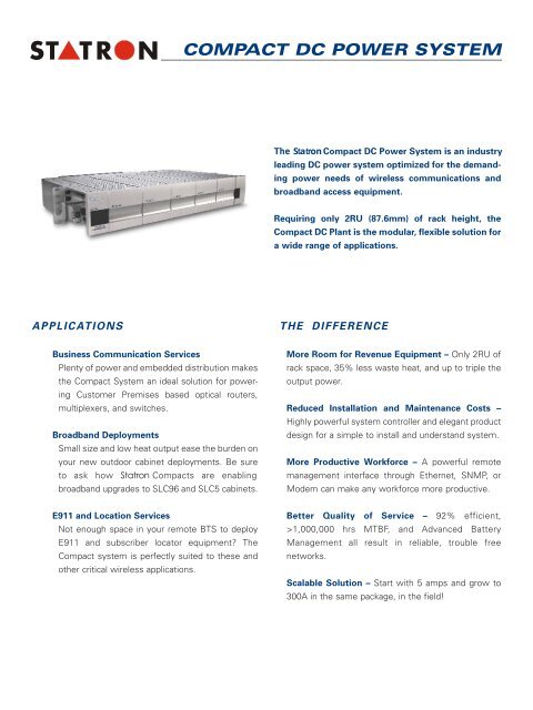 COMPACT DC POWER SYSTEM - Statron
