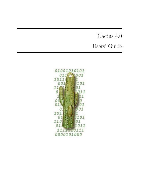 Cactus Users Guide - CactusCode.org Subversion repositories