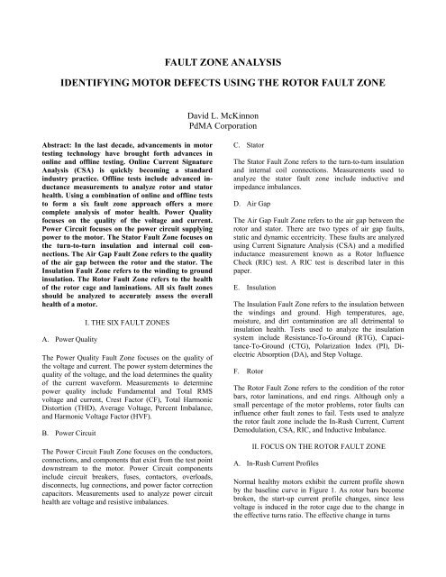 fault zone analysis identifying motor defects using the rotor ... - PdMA