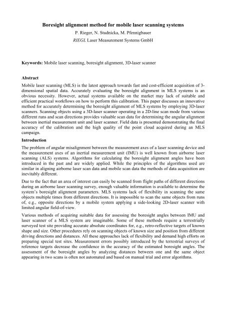 Boresight alignment method for mobile laser scanning systems