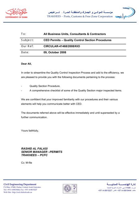 Quality Control Section Procedure - Trakhees