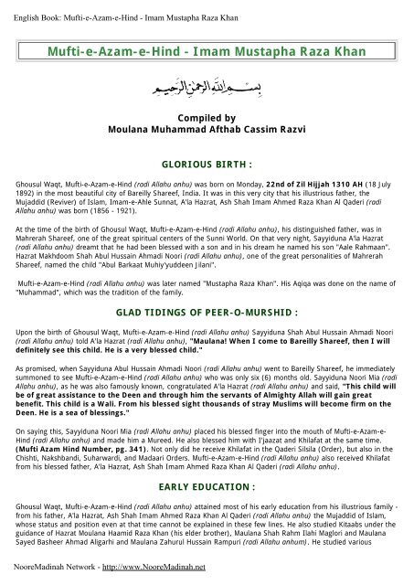 Hazrat Allama Maulana Mufti Akhtar Raza Khan Barelvi