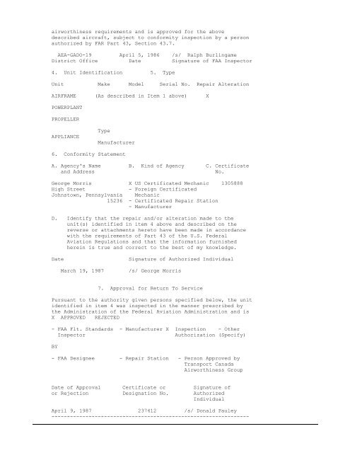 airworthiness requirement