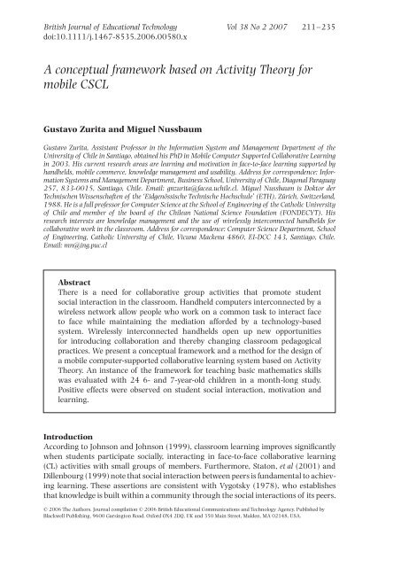 A conceptual framework based on Activity Theory for mobile CSCL