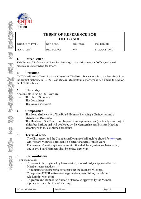 2 Terms of Reference Board - ENFSI