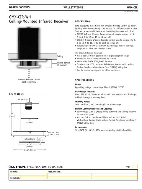OMX-CIR-WH Ceiling-Mounted Infrared Receiver - Lutron
