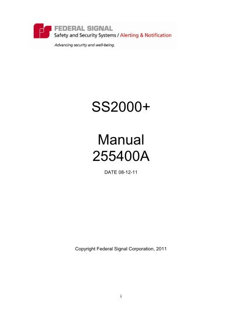 SS2000+ Manual - Federal Signal Corporation