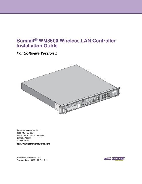 SummitÃ‚Â® WM3600 Wireless LAN Controller ... - Extreme Networks