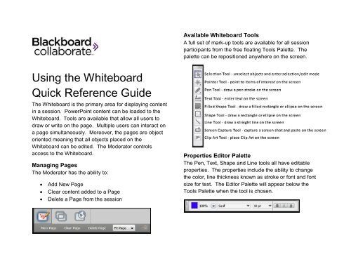 Using the Whiteboard (PDF) - Blackboard