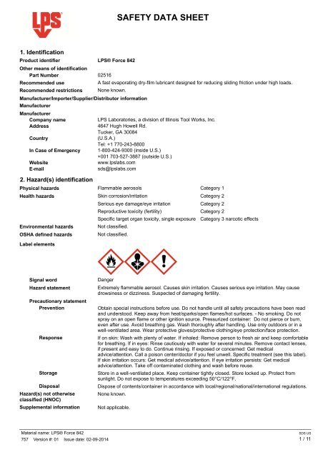 LPS Force 842 Dry Moly Lubricant