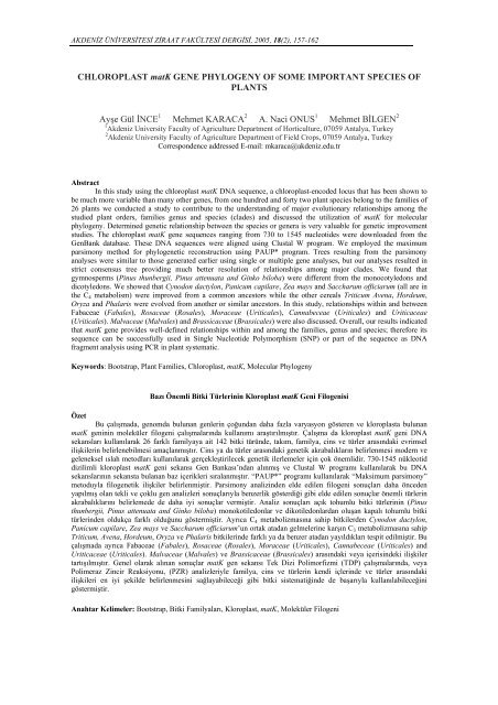 CHLOROPLAST matK GENE PHYLOGENY OF ... - ResearchGate