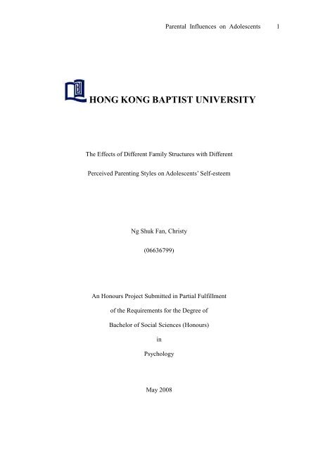 Christy's Honours Project - Hong Kong Baptist University