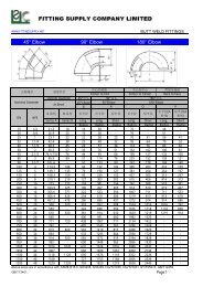 Weld Fitting and Flange Dimensional Chart - Kelly Pipe