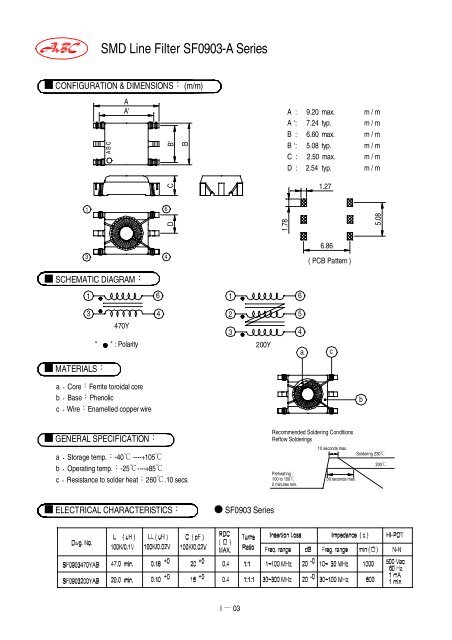 SMD Line Filter SF0903-A Series - BB Electronic