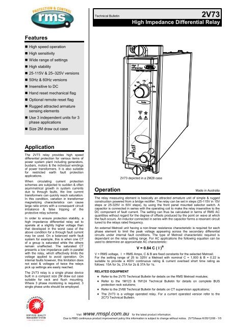 Features Application High Impedance Differential ... - Rmspl.com.au