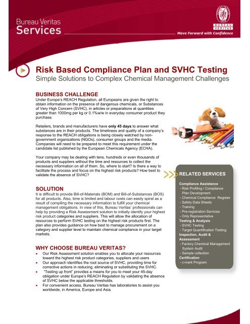 Risk Based Compliance Plan and SVHC Testing - Bureau Veritas