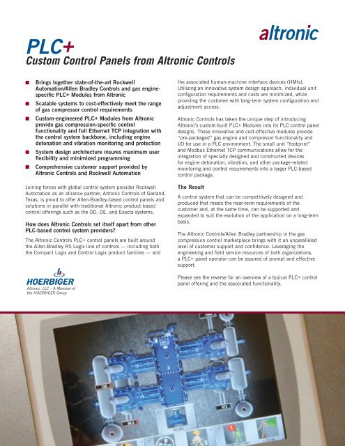 Custom Control Panels from Altronic Controls - Altronic Inc.