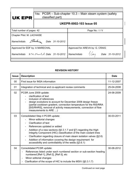 Sub-Chapter 10.3 - Main Steam System (safety classified ... - UK EPR