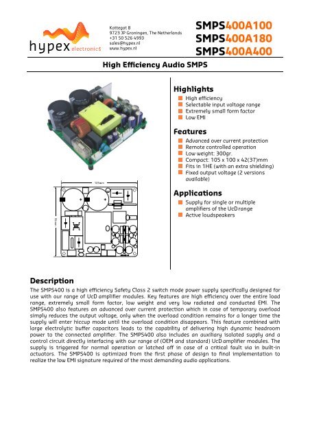 SMPS400A180 SMPS400A400 - Hypex