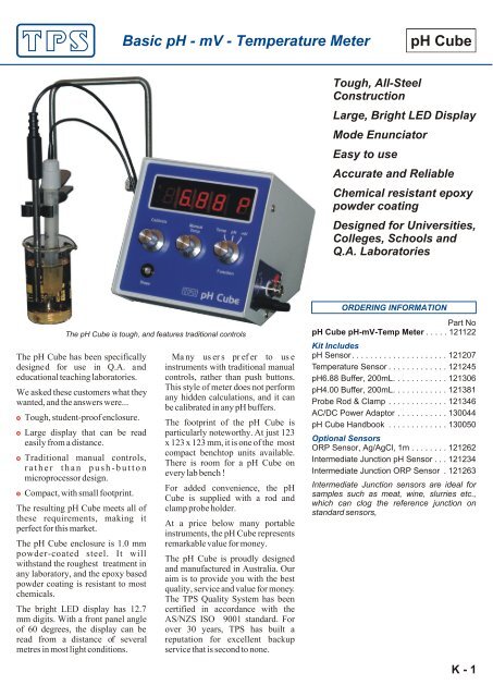 Basic pH - mV - Temperature Meter pH Cube - TPS