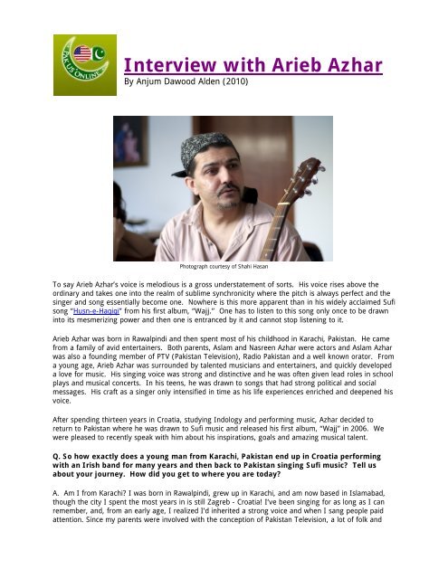 Arieb Azhar interviewed by Anjum Dawood Alden for PakUSonline