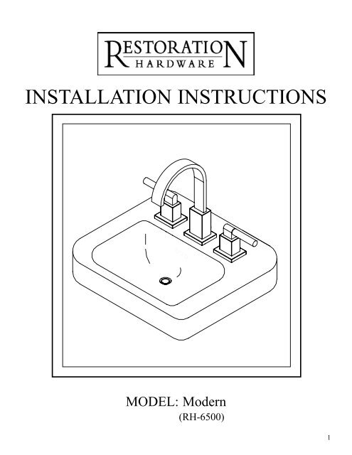 INSTALLATION INSTRUCTIONS - Restoration Hardware