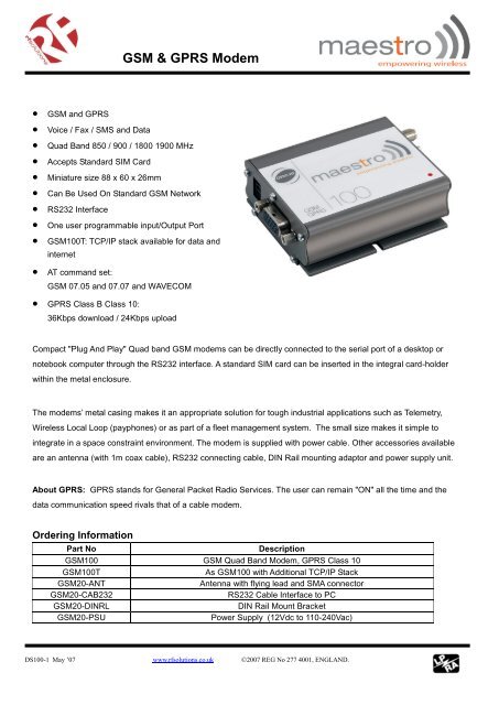 GSM & GPRS Modem - RF Solutions