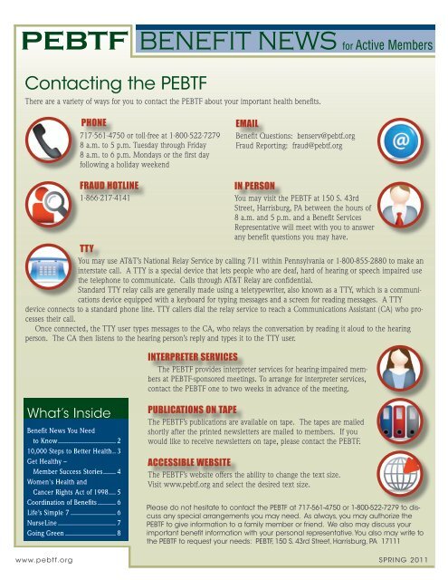 PEBTF Benefit News Active Members