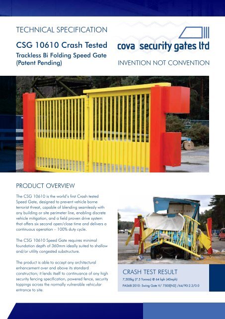 CSG 10610 Crash Tested - Cova Security Gates