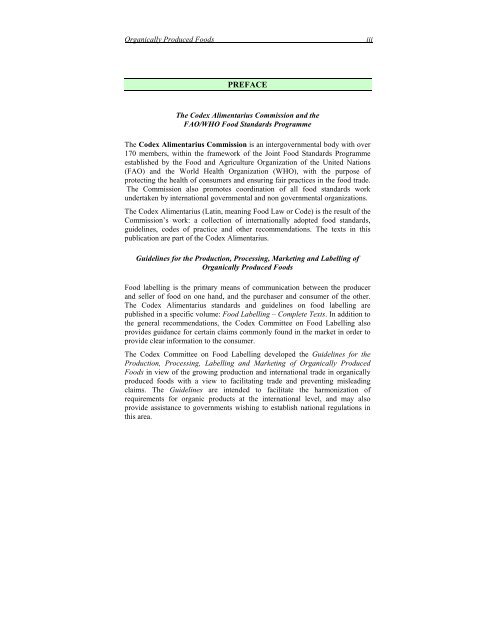 FAO Codex Alimentarius organic farming guidelines - ORGAPET