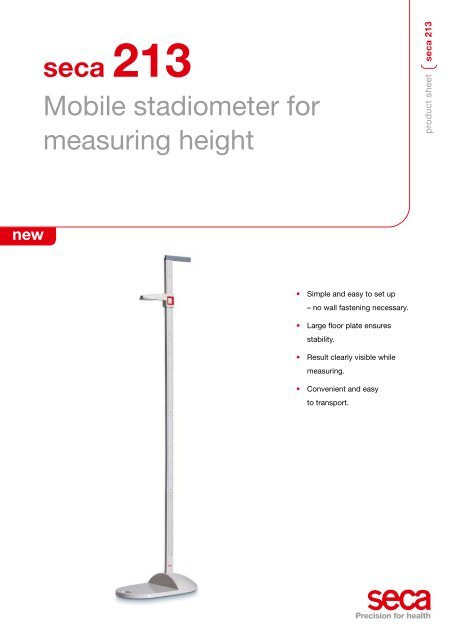 Seca 213 stadiometer brochure - Technical Advantages