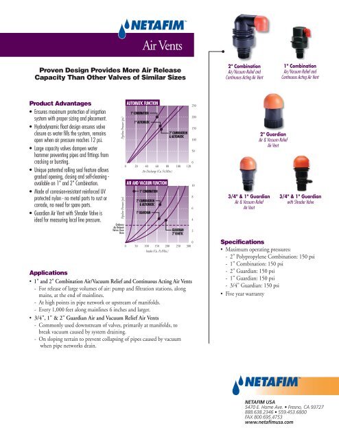 Air/Vacuum Relief and Continuous Acting Air Vents - Netafim USA