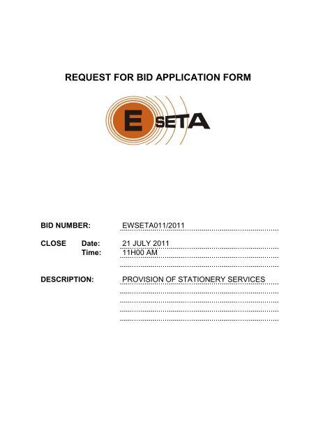 request for bid application form - ESETA