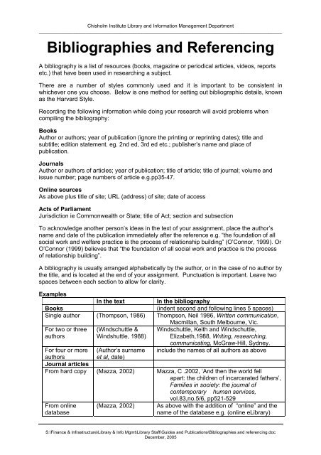 Bibliographies and Referencing - Library