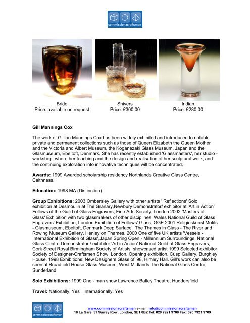 280.00 Gill Mannings Cox The work of Gillian Mannings