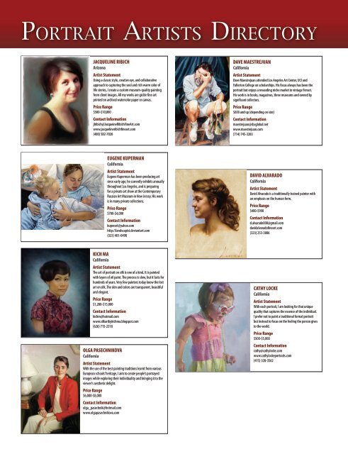 PORTRAIT ARTISTS DIRECTORy - American Art Collector
