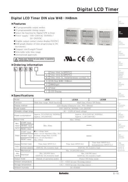 Autonics LE3S Timer Manual PDF - Instrumart