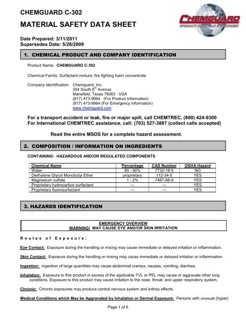 C302 - Chemguard Inc.