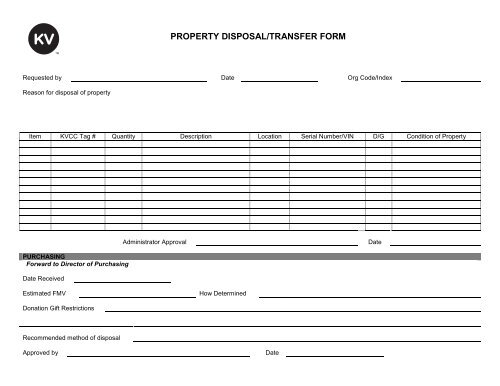 PROPERTY DISPOSAL/TRANSFER FORM