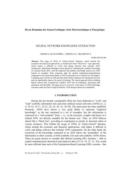 NEURAL NETWORK KNOWLEDGE EXTRACTION