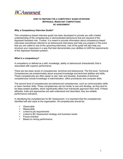 What is a competency - BC Assessment