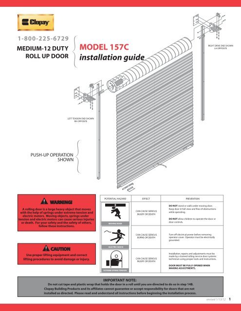 MODEL 157C installation guide - Clopay