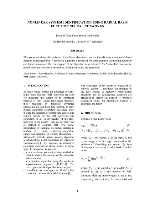 nonlinear system identification using radial basis function neural ...