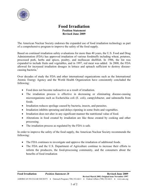 Food Irradiation - American Nuclear Society