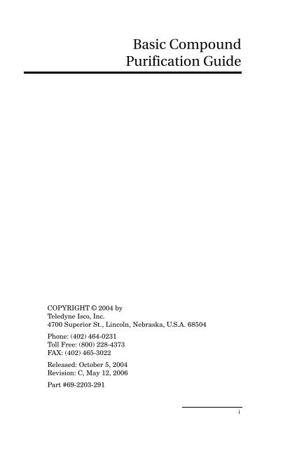 Basic Compound Purification Guide with Material Safety Data ... - Isco