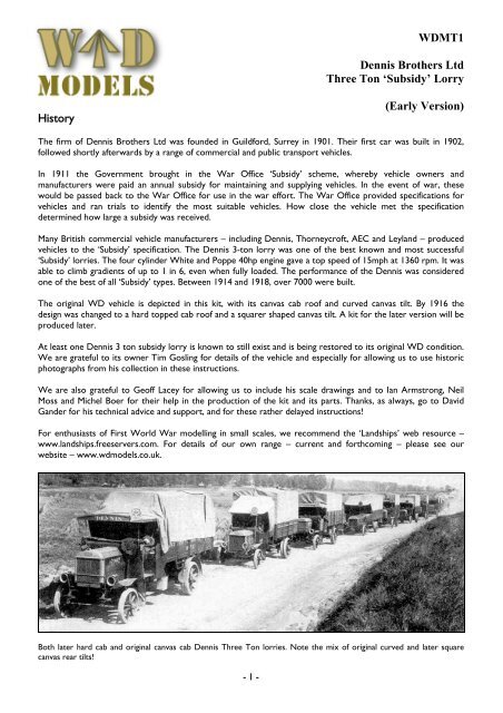WDMT1 Dennis Brothers Ltd Three Ton 'Subsidy' Lorry - W^D Models