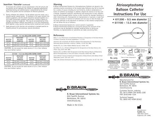 Atrioseptostomy Balloon Catheter Instructions For Use - Bisusa.org